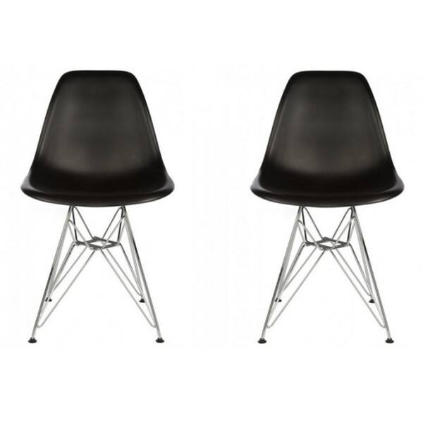 Contemporary Retro Molded Style Black Accent Plastic Dining Shell Chair ...