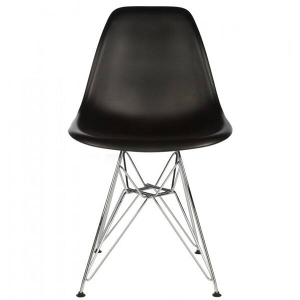 Contemporary Retro Molded Style Black Accent Plastic Dining Shell Chair ...