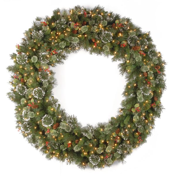 National Tree Company 5 ft. Wintry Pine Wreath with Clear Lights - 60 ...
