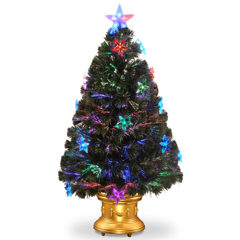 National Tree Company 3 ft. Fiber Optic Fireworks Tree with Clear Star ...