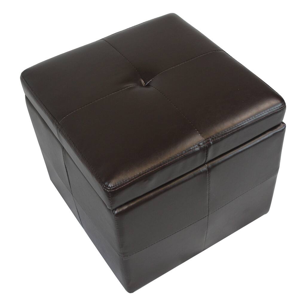Modern Faux Leather Storage Cube Ottoman - Overstock - 9592300