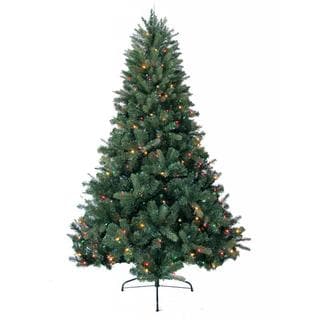 8-foot Prelit Artificial Deerwood Fir Tree with 750 Multi-Colored ...