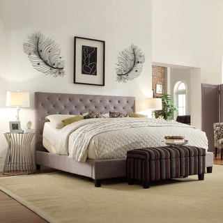 INSPIRE Q Kingsbury Grey Linen Tufted King-sized Upholstered Bed - Bed ...