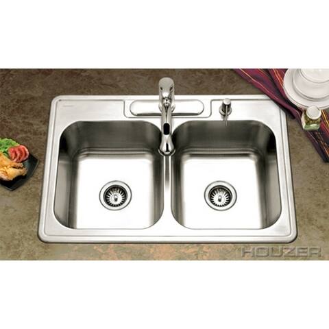 Houzer Glowtone 60/40 Double Bowl - Overstock - 9599730