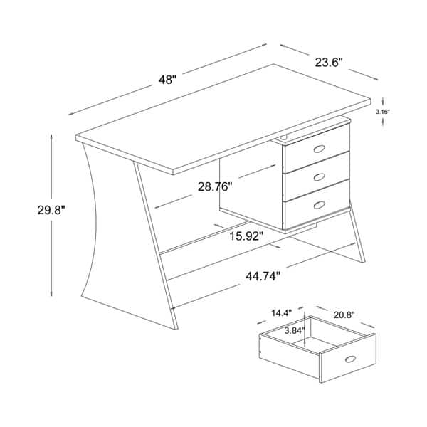 Baxton Studio Parallax Sonoma Oak Finishing Modern Writing Desk - Bed ...