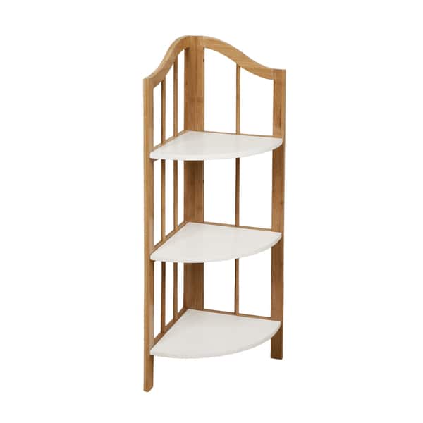 Bamboo Corner Utility Shelf Unit with White Accents - Bed Bath & Beyond ...