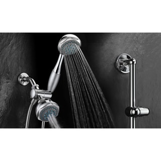 Hydroluxe Deluxe 24-setting Shower Combo with Drill Free Slide Bar ...