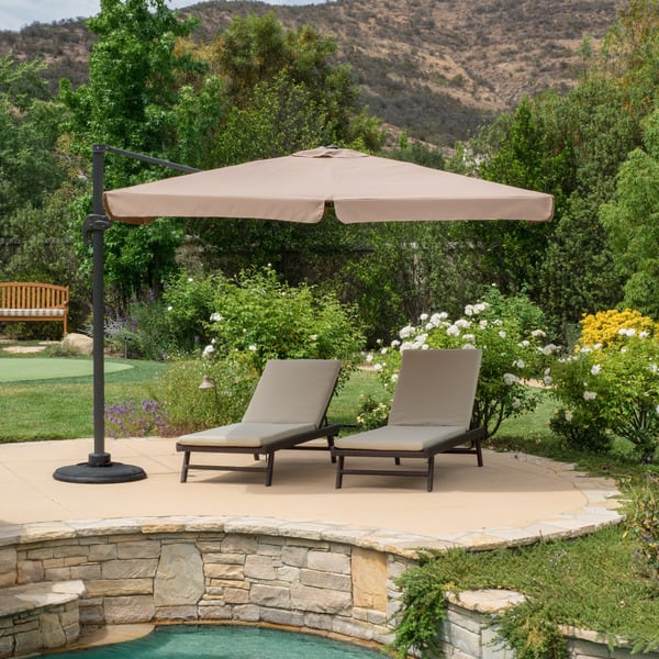 Outdoor Yuma Folding Canopy Umbrella with Base by Christopher Knight ...