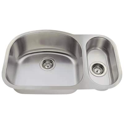 529 Offset Double Bowl Stainless Steel Kitchen Sink - Overstock - 9628210