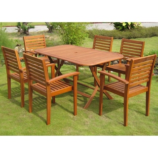 Royal Tahiti Vilanova 7-Piece Balau Hardwood Patio Dining Set - Bed ...