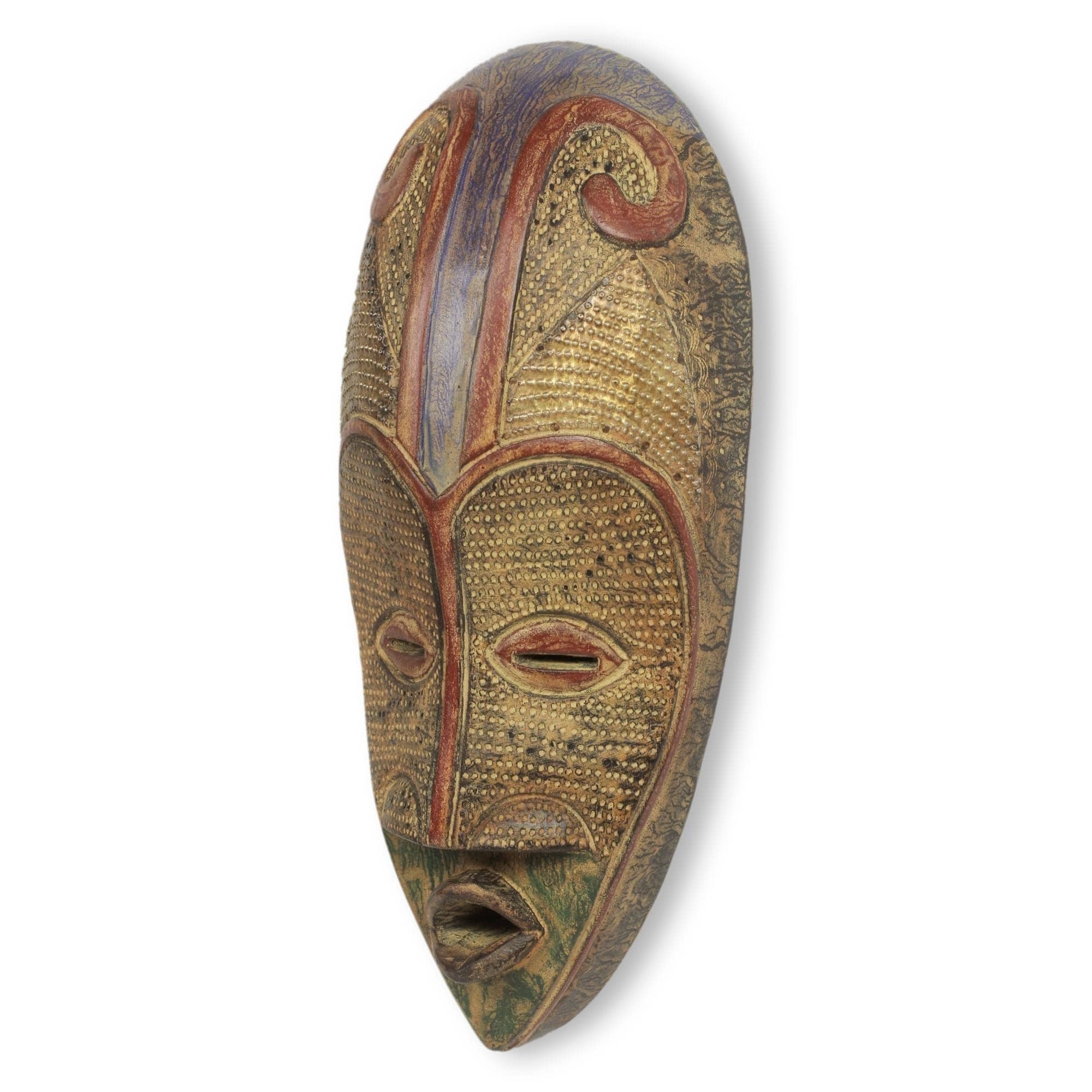 Hand-carved Wood African Giraffe Mask , Handmade in Kenya - Red - Bed ...