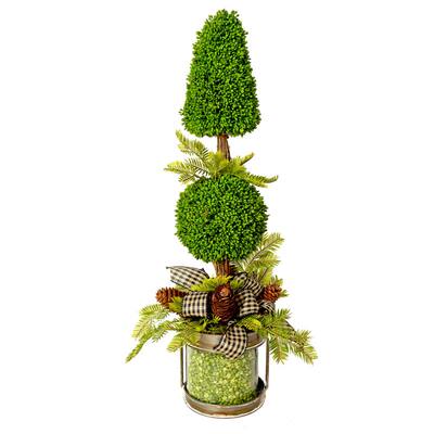 Green Pea Cone and Ball Topiary - Overstock - 9678035