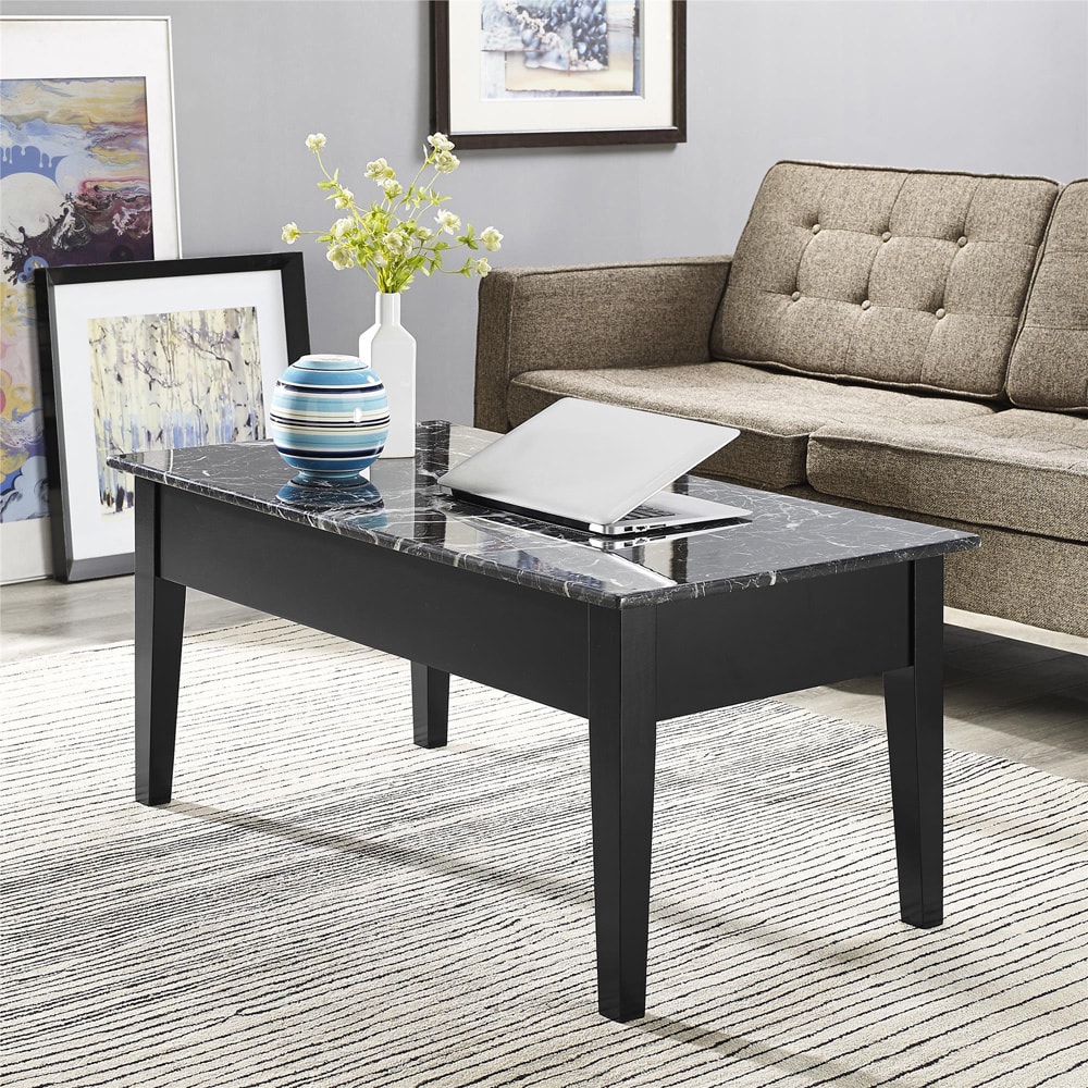 Dorel Living Black Faux Marble Lift Top Coffee Table