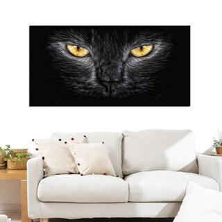 Design Art "Black Cat Eyes" Animal Canvas Art - On Sale - Bed Bath ...