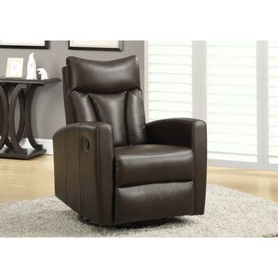 Dark Brown Bonded Leather Swivel Glider Recliner - Overstock - 9683635