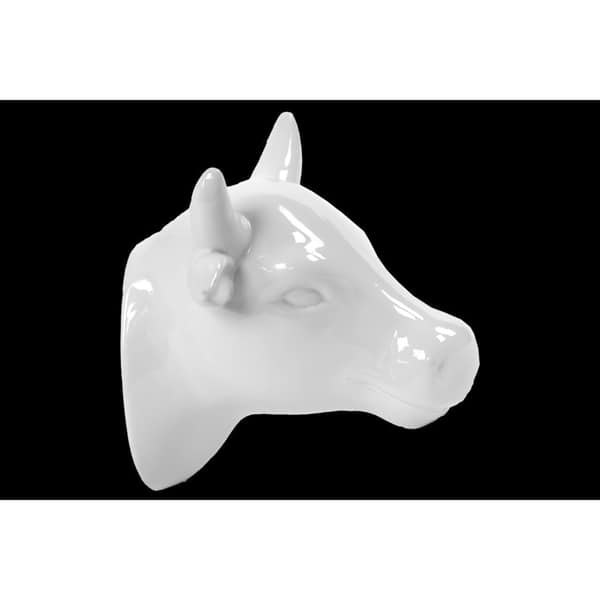 Ceramic Gloss White Finish Cow Head Wall Decor - Bed Bath & Beyond ...