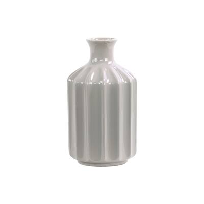 Gloss Light Brown Large Corrugated Ceramic Vase - Overstock - 9690941
