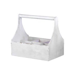 White Wood Milk Rack with Handle and 6 Slots - Bed Bath & Beyond - 9691120