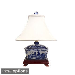 Porcelain Cover Box Lamp with Off-white Silk Shade - Bed Bath & Beyond ...