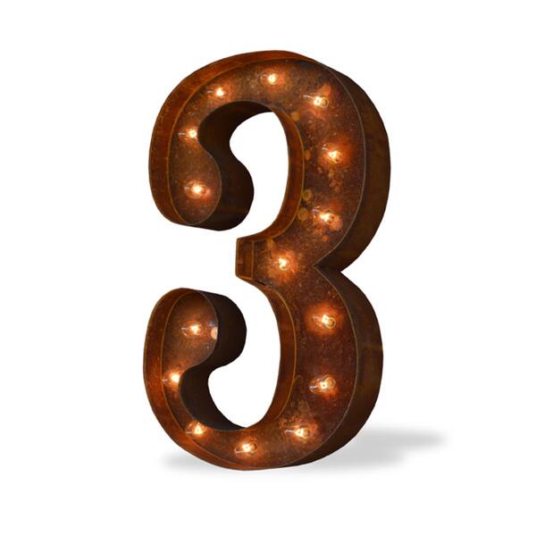 Indoor/ Outdoor Commercial Grade Rusted Steel Number '3' Iconic ...
