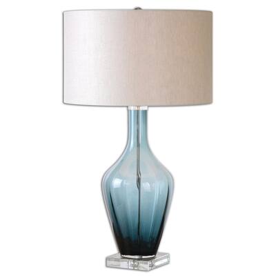 Uttermost Hagano 1-light Azure Blue Glass Table Lamp - Overstock - 9721389