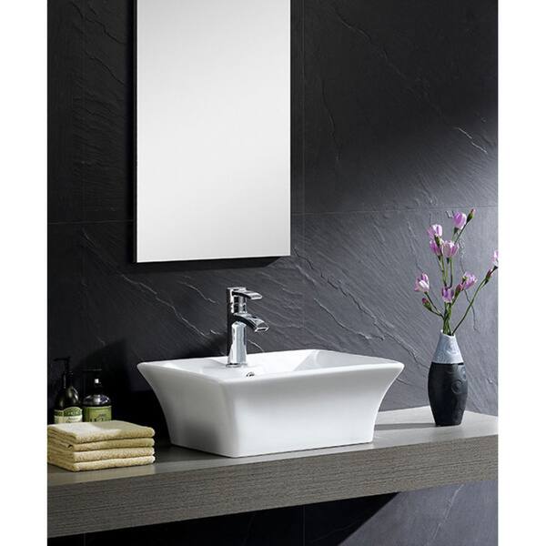 Fine Fixtures White Vitreous China Concave Square Vessel Sink - Bed ...