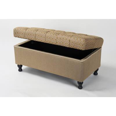 Beige Storage Bench (37x20x18) - Overstock - 9734516
