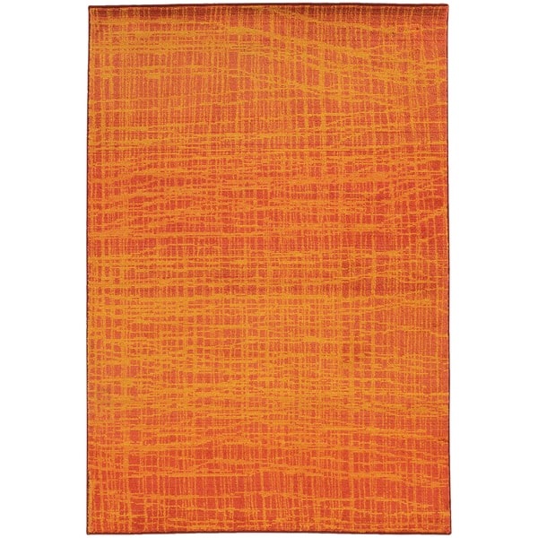 Aura Abstract Orange/ Yellow Area Area Rug (5'3 x 7'6) - 5'3" x 7'6 ...