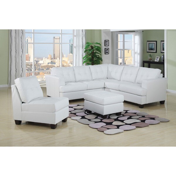 White bonded leather sectional store