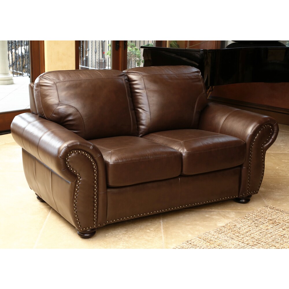 Abbyson Bellavista Top Grain Leather Loveseat Bed Bath Beyond 9762497