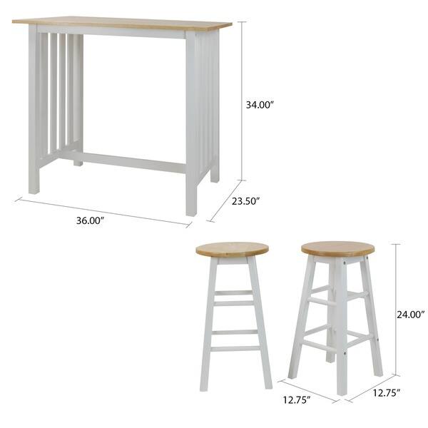 Hardwood Top 3-piece Pub Style Breakfast Set - Bed Bath & Beyond - 9763013