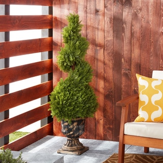 Artificial Juniper Spiral Topiary Tree with Decorative Urn - Bed Bath ...