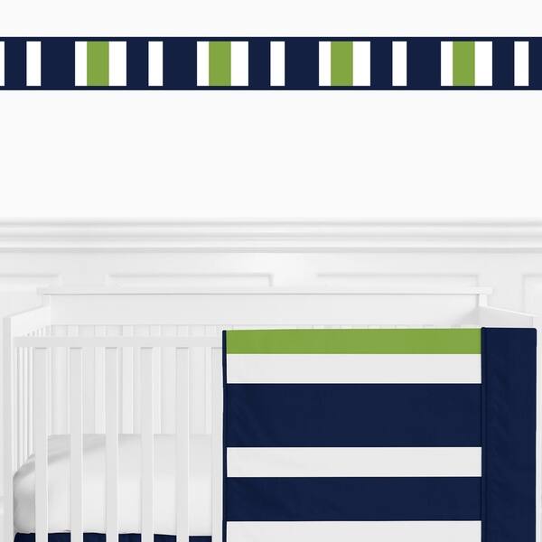 Sweet Jojo Designs Navy Blue/ Lime Green/ White Wall Paper Border - Bed ...