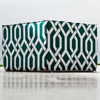 Handmade Fork Teal Lattice 22" Ottoman - Bed Bath & Beyond - 9792134