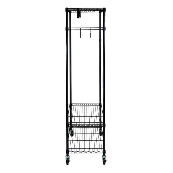 Oceanstar Black Garment Rack with Adjustable Shelves and Hooks - Bed ...