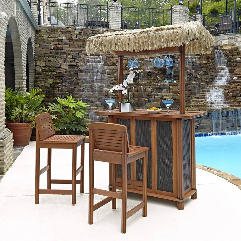 Bali Hai Tiki Bar and Two Stools by Home Styles - Overstock - 9807583