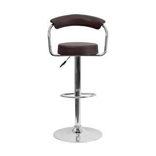 Offex Brown Vinyl Bar Stool with Chrome Arms - Bed Bath & Beyond - 9813074