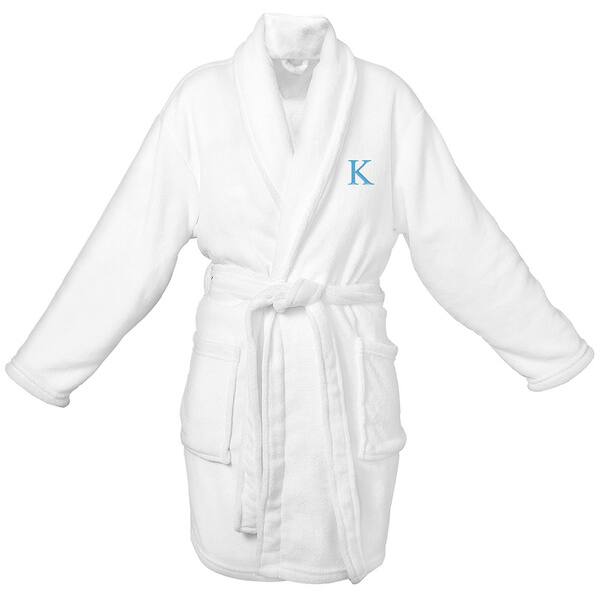 Personalized Initial White Plush Robe - Bed Bath & Beyond - 9814761