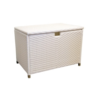 Medium White Outdoor Resin Wicker Storage Box - 36" L x 24" W x 24" H ...