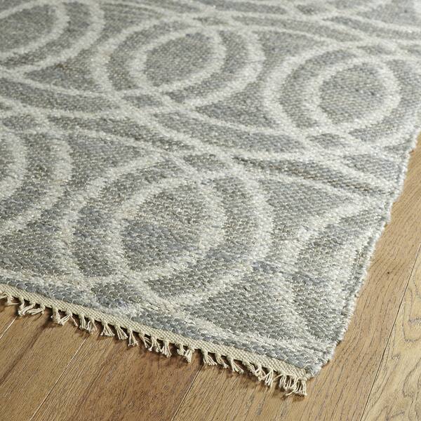 Handmade Natural Fiber Cayon Grey Circles Rug (2' x 3') - 2' x 3' - Bed ...