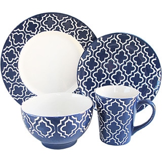 American Atelier Quatre 16-piece Navy Dinnerware Set - Bed Bath ...