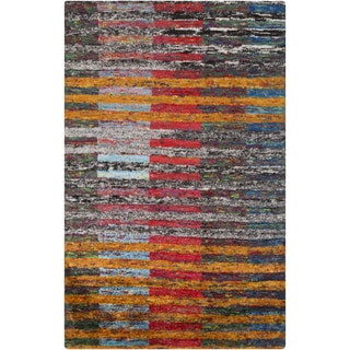 Hand-Knotted Demarcus Stripe Pattern Cotton Area Rug - 2' x 3' - 2' x 3 ...