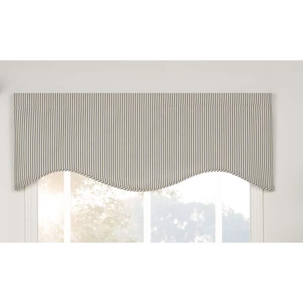 Ticking Stripe Blue Shaped Valance - On Sale - Bed Bath & Beyond - 9920487