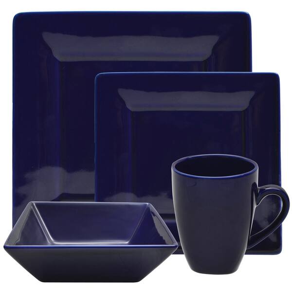 10 Strawberry Street Vivo 16-piece Cobalt Square Dinner Set - Bed Bath ...