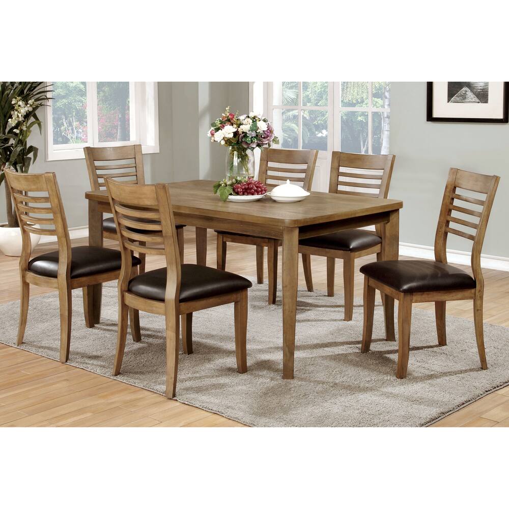 Furniture of America Zail Rustic Oak Solid Wood 7-piece Dining Set ...