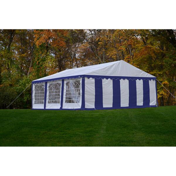 ShelterLogic 20' x 20' Blue and White Party Tent Enclosure Kit with ...