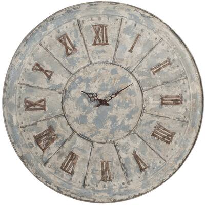 Rustic Silvertone 39-inch Wall Clock - Overstock - 9937056