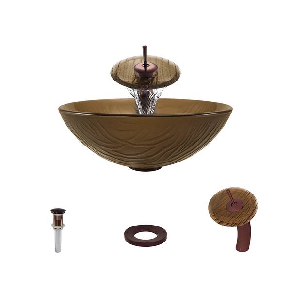 626 Beach Sand Glass Vessel Bathroom Sink, with Oil-Rubbed Bronze ...