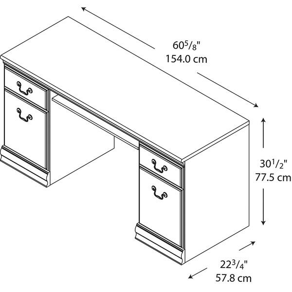 Bush Birmingham Credenza Desk with Keyboard Tray and Storage in Black ...