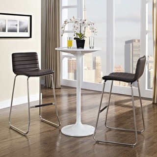 Dive Ribbed Faux Leather Upholstered Bar Stools in Black, Set of 2 ...